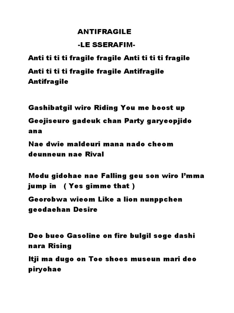 Antifragile Lyrics by Le Sserafim | PDF | Language Arts & Discipline