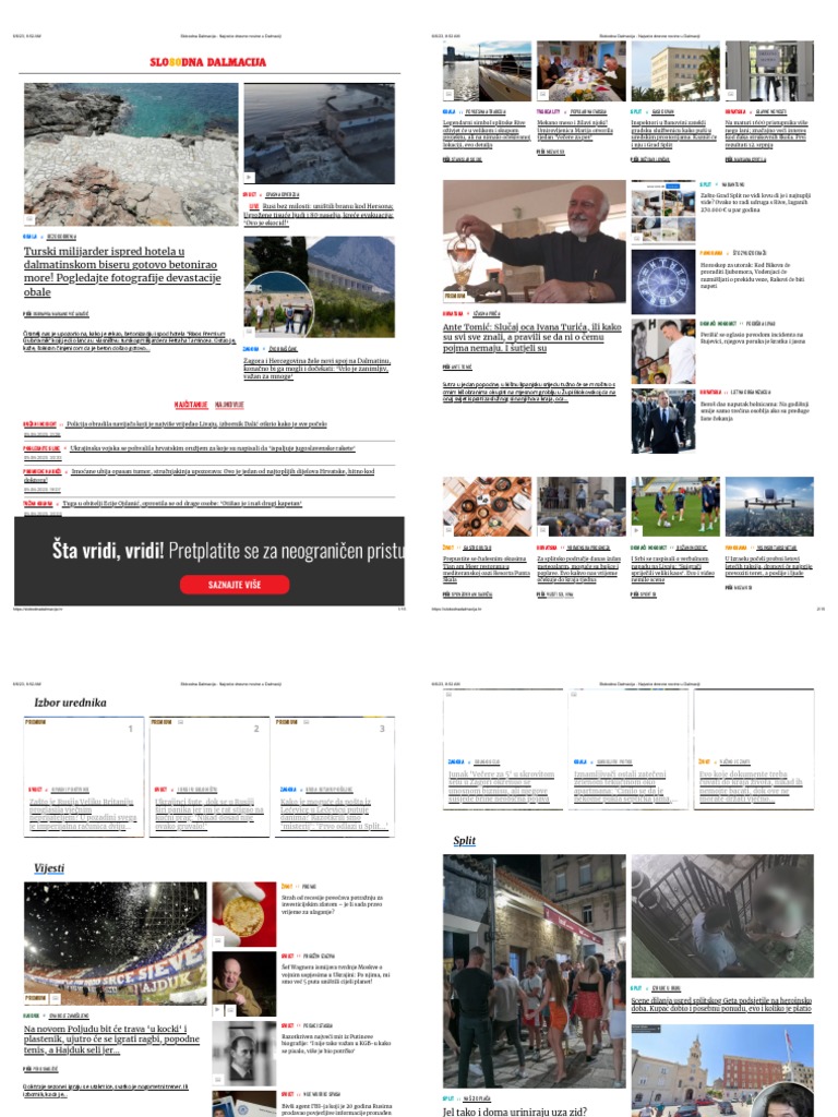Slobodna Dalmacija - Najveće Dnevne Novine U Dalmaciji | PDF
