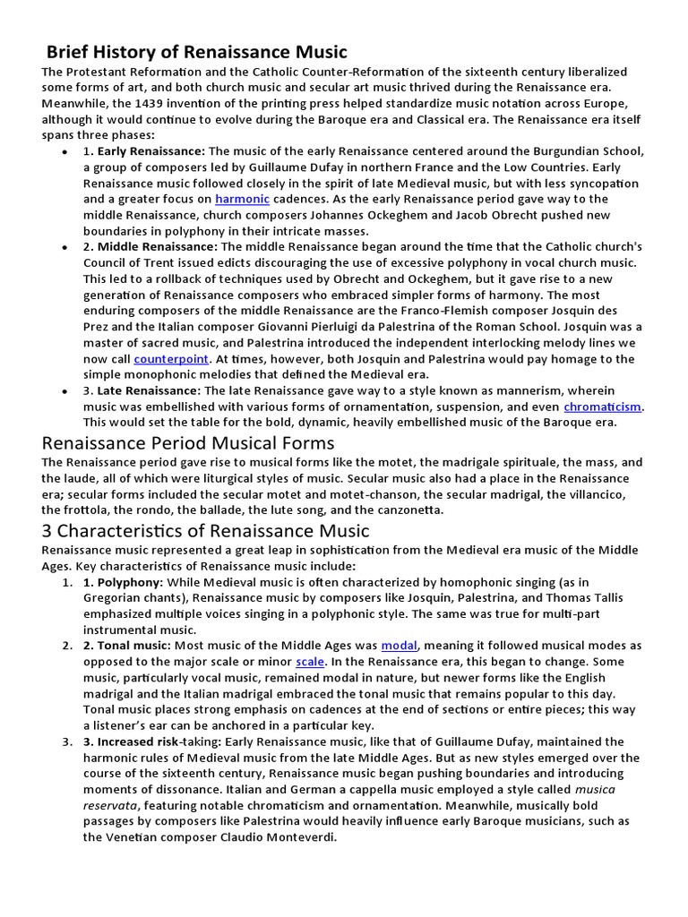 Brief History of Renaissance Music | PDF