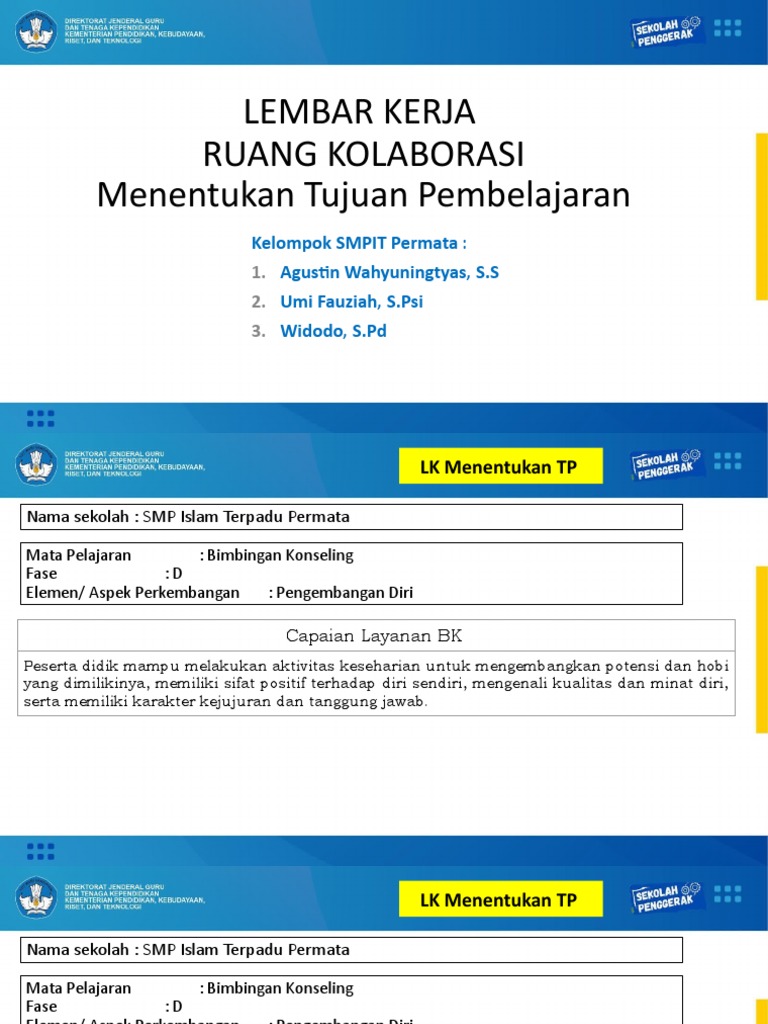 LK Ruang Kolaborasi - Menentukan TP - Kelompok | PDF | Karier & Perkembangan