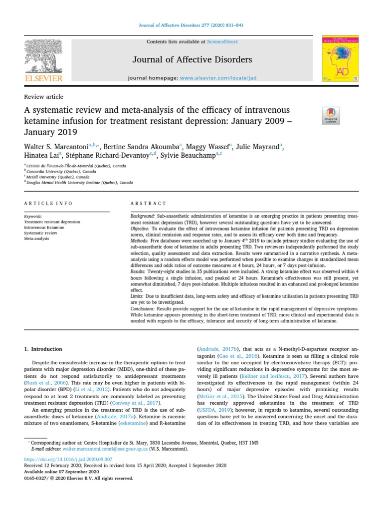 Journal of Affective Disorders: Review Article | PDF | Major Depressive ...