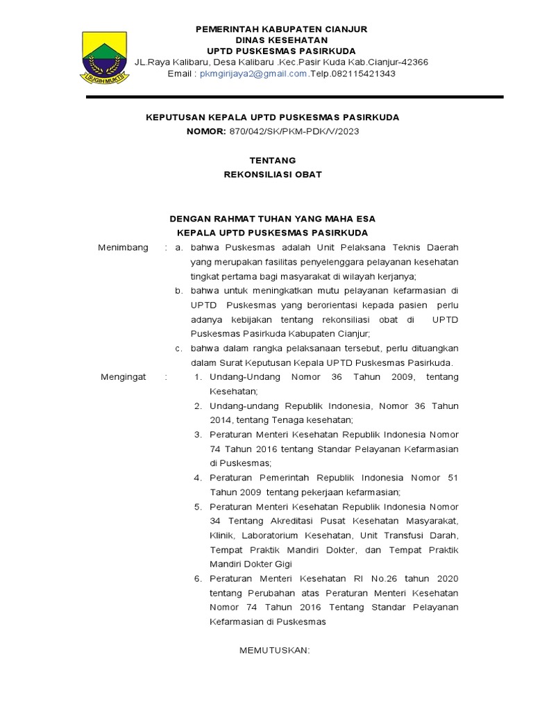 3.10. Ep 3 SK Rekonsiliasi Obat | PDF