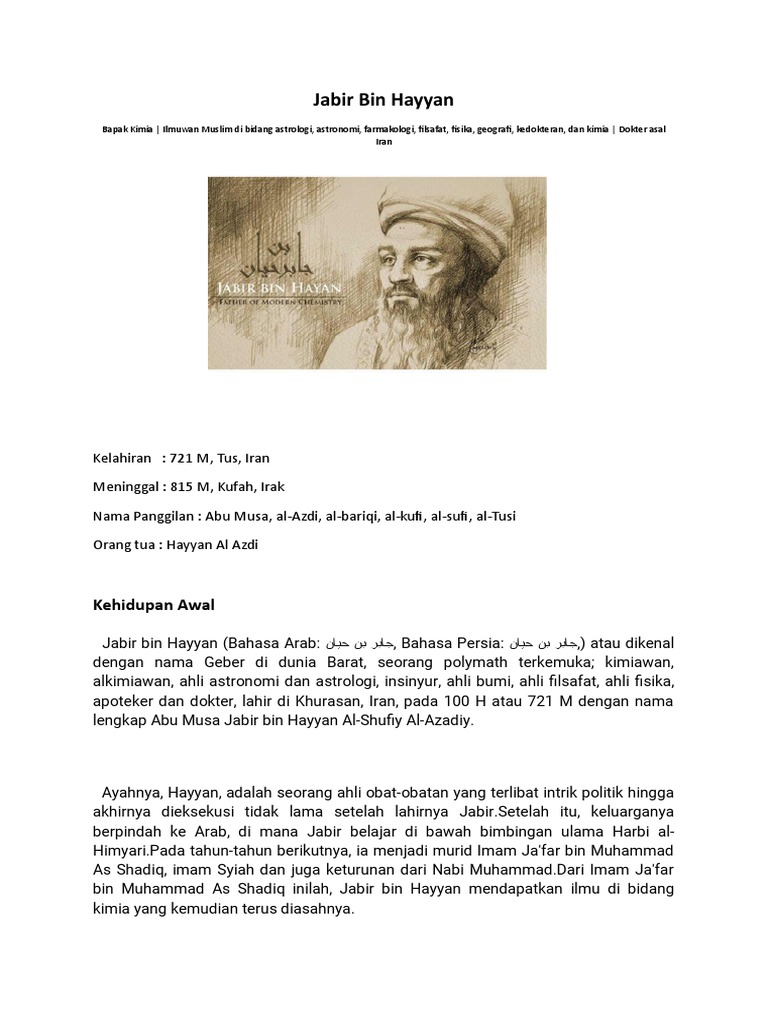 Jabir Bin Hayyan | PDF | Agama & Spiritualitas