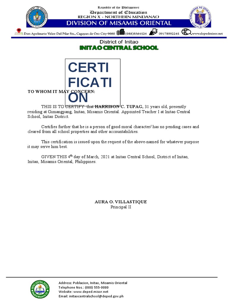 Certificate Of Employment 2 Pdf