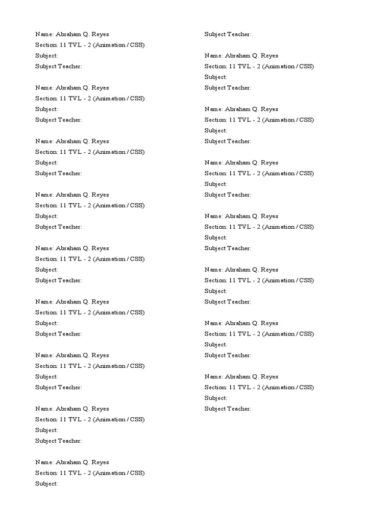Notebook Template - 11 TVL - 2 (CSS) | PDF
