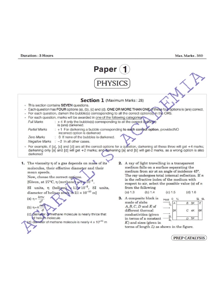 Jee Advanced Mock Test 6 | PDF