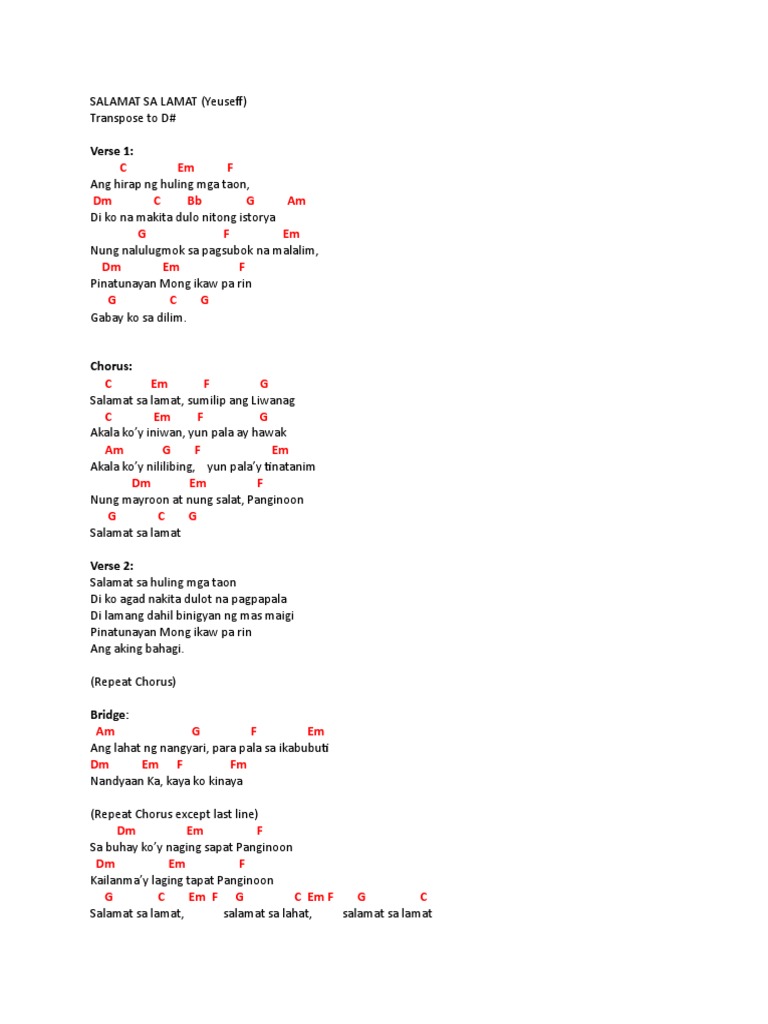 Salamat Sa Lamat Chord Sheet | PDF