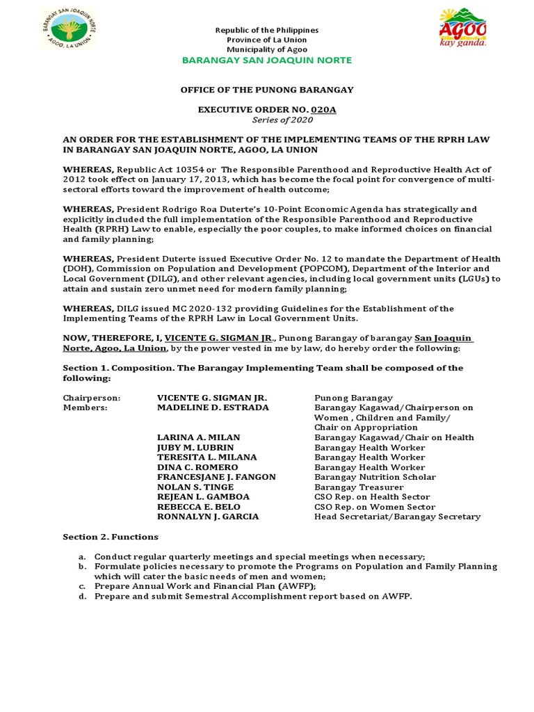 Eo RPRH Law | PDF | Government