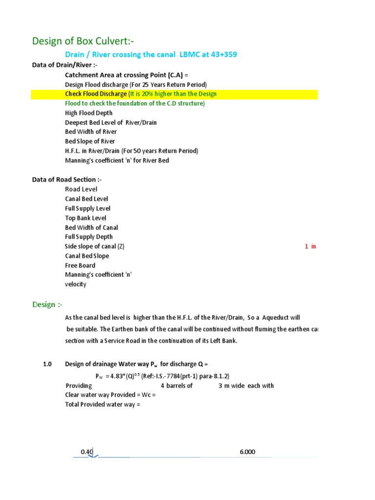 Design Box Culvert For Shawee River Road | PDF