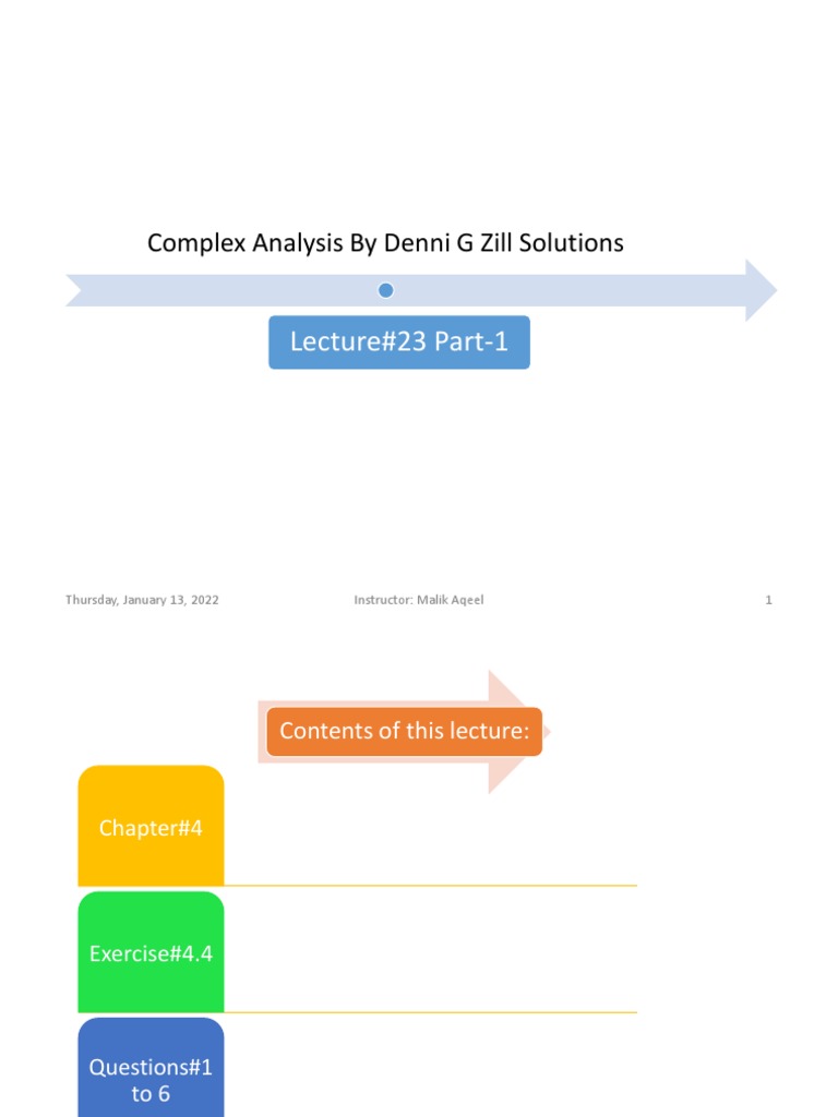 Lecture#23 Complex analysis by Denni G zill solutions | PDF