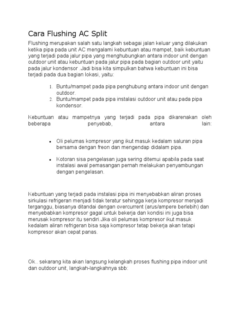 Proses Flushing AC Split yang Efektif | PDF | Griya & Taman | Teknologi ...