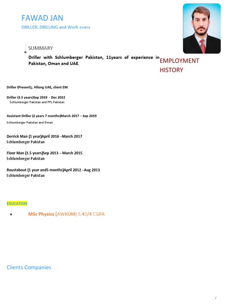 Fawad Jan (DRILLER) cv | PDF