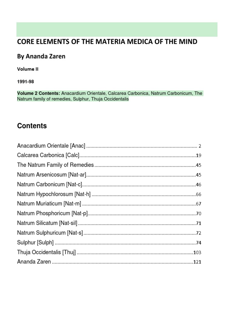 Ananda Zaren - Core Elements of The Materia Medica of The Mind - Vol II ...