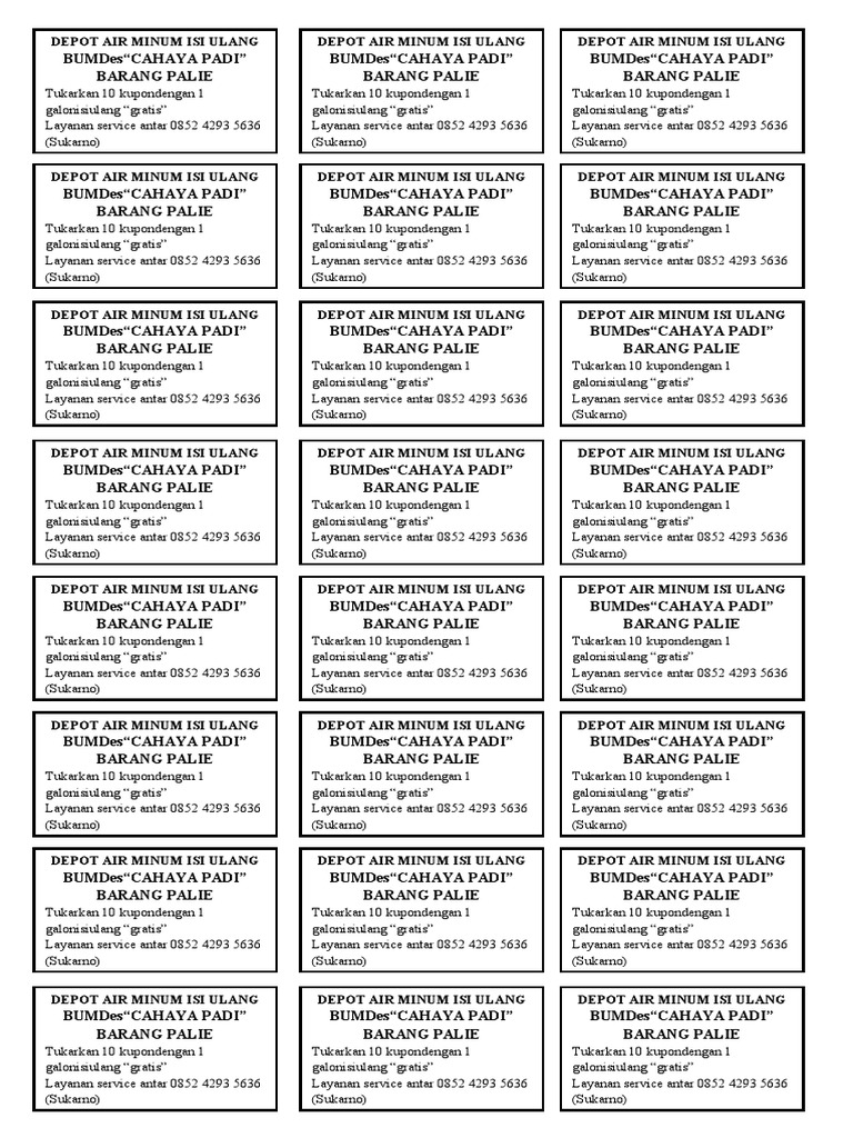 Kupon Galon Bumdes | PDF