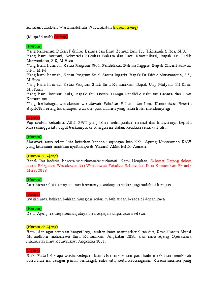 TEKS MC WISUDA | PDF