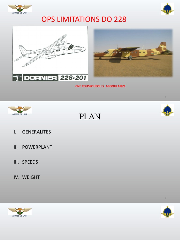 Dornier 228-201 Specifications and Limits | PDF | Aircraft | Vehicles