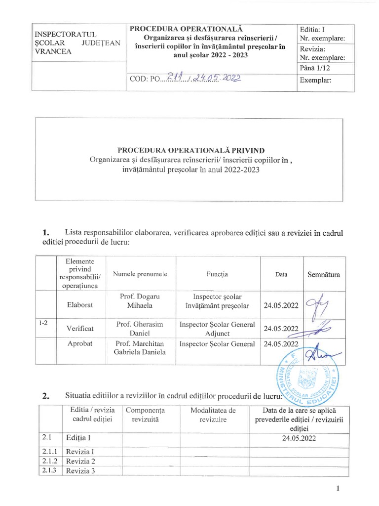 Procedura Gradinita | PDF