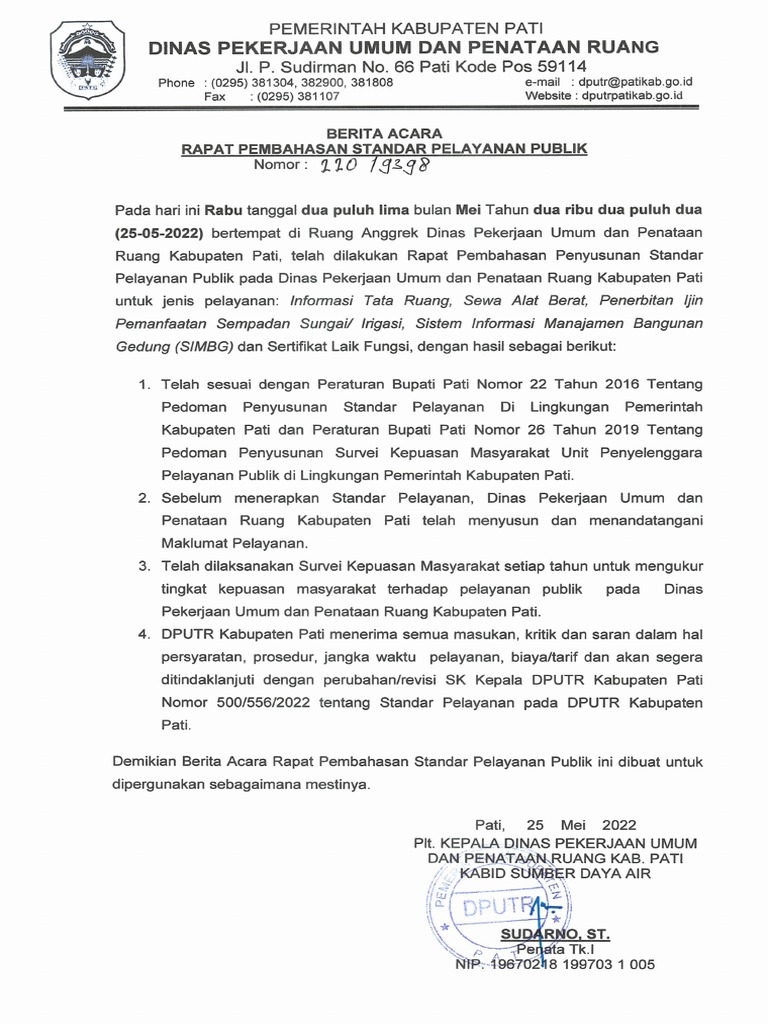 Berita Acara Standar Pelayanan-1 | PDF