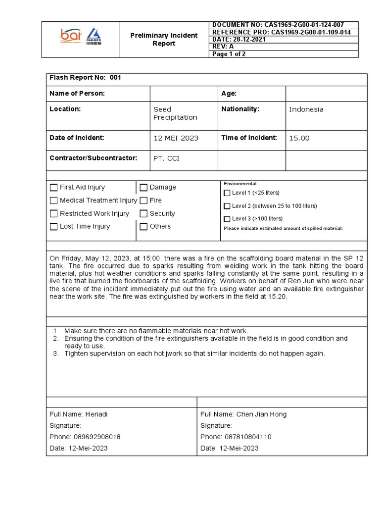 CAS1969-2G00-01-124-007 Preliminary Incident Report 12 Mei 2023 | PDF