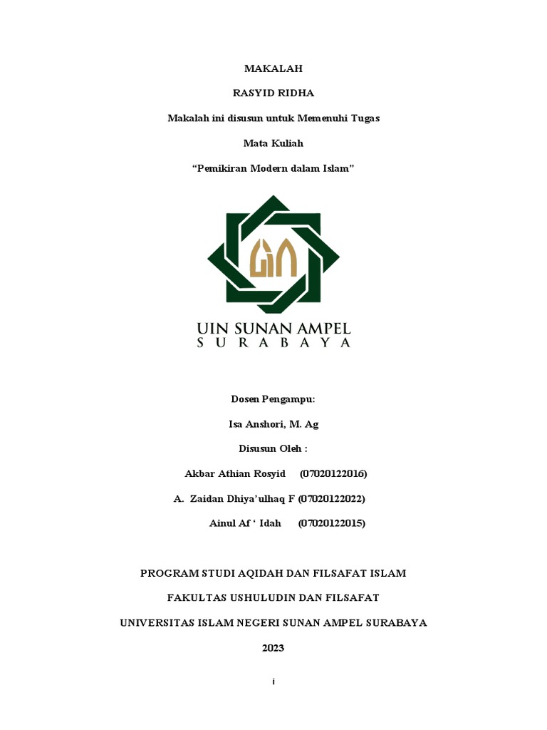 MAKALAH Rasyid Ridha - REV | PDF