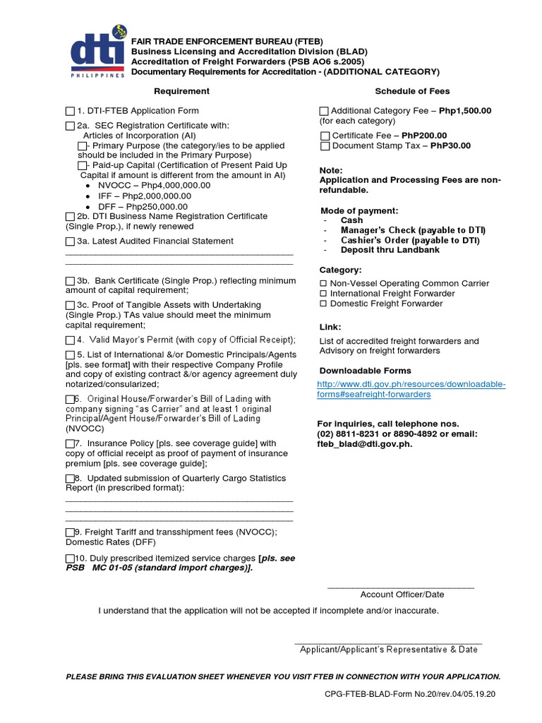 Checklist of Documentary Requirements For Additional Category | PDF ...
