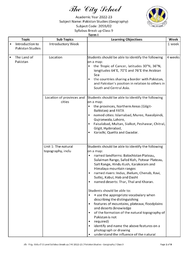 Cambridge Geography Syllabus | PDF