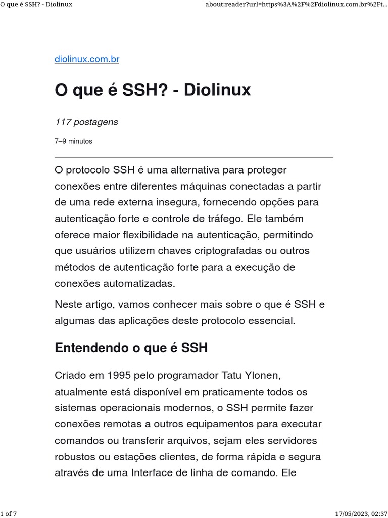 O Que É SSH - Diolinux | PDF