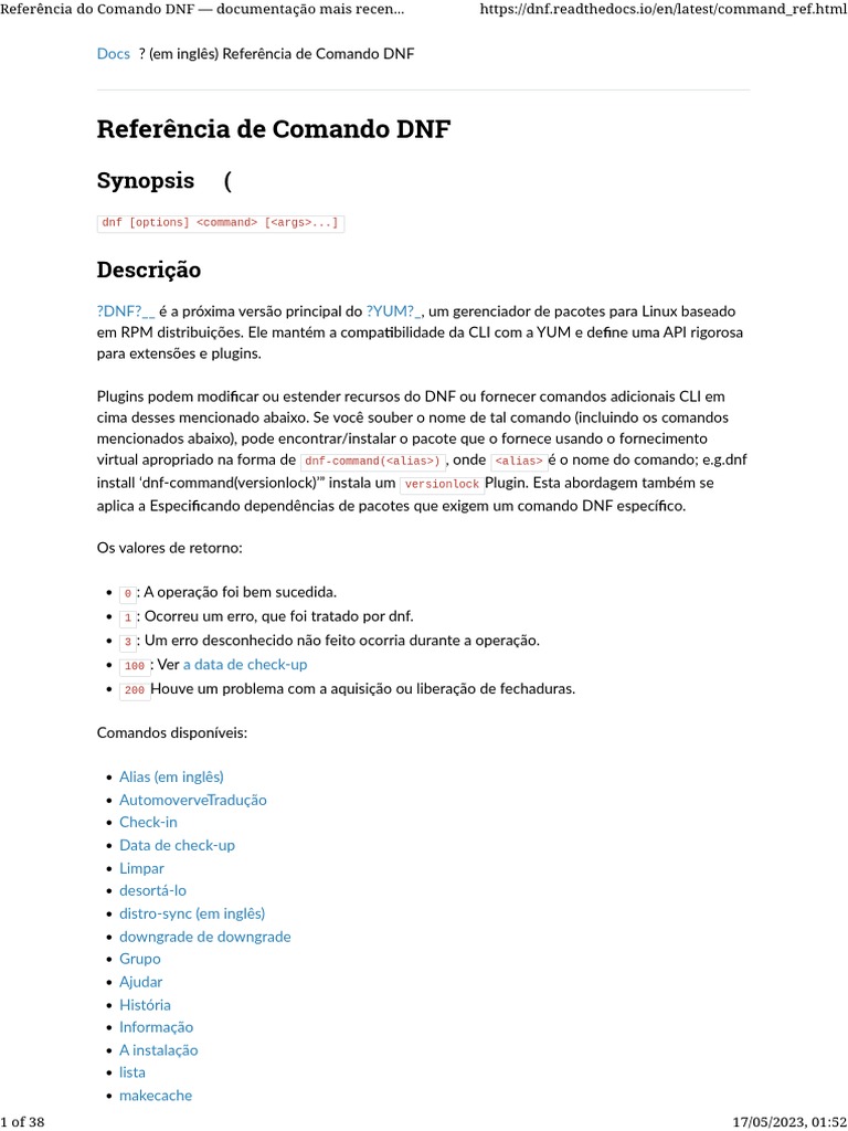 Referência Do Comando DNF — Documentação Mais Recente Do Dnf | PDF ...