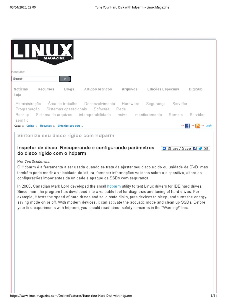 Tune Your Hard Disk With Hdparm Linux Magazine Pdf 