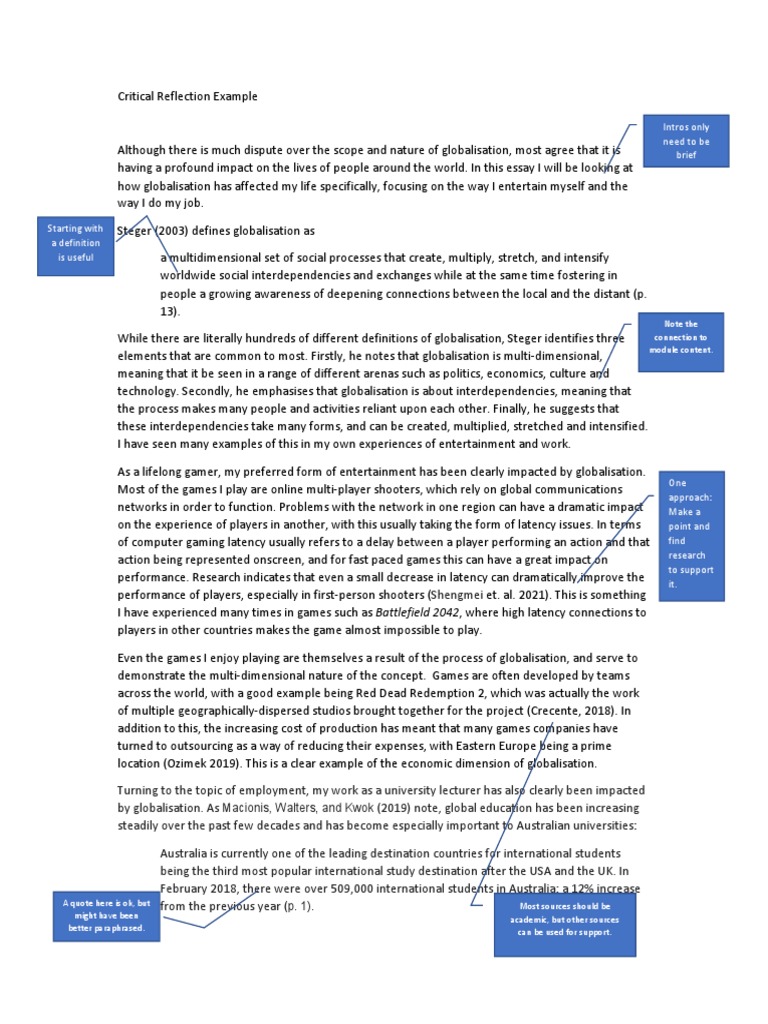 Critical Reflection Example | PDF