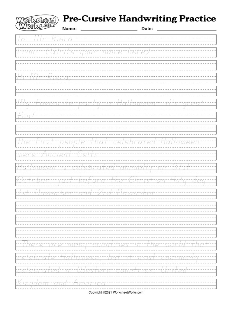 Handwriting Practice Wrting An Email | PDF