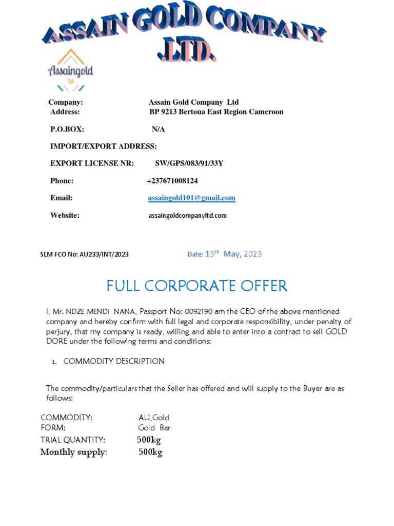 Gold Ownership Certificate Offer | PDF