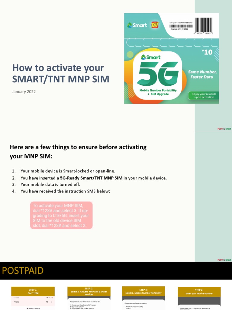 Smarttnt MNP Sim Activation Step by Step Guide | PDF | Mobile Phones | Prepaid Mobile Phone