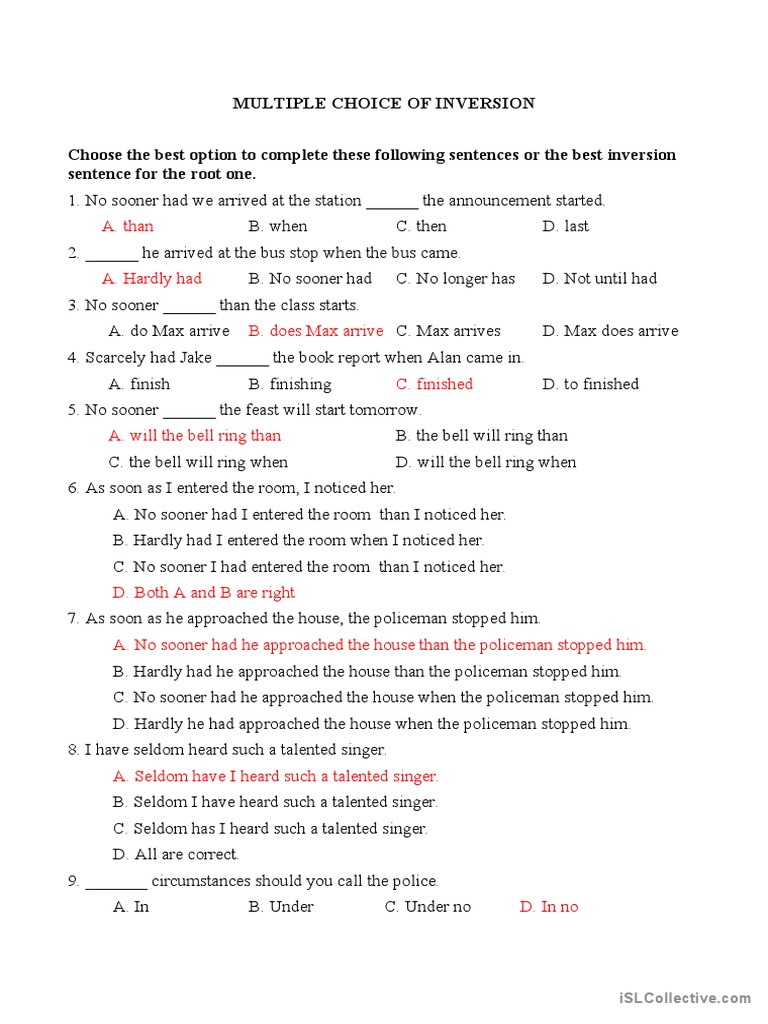 Multiple Choice of Inversion | PDF