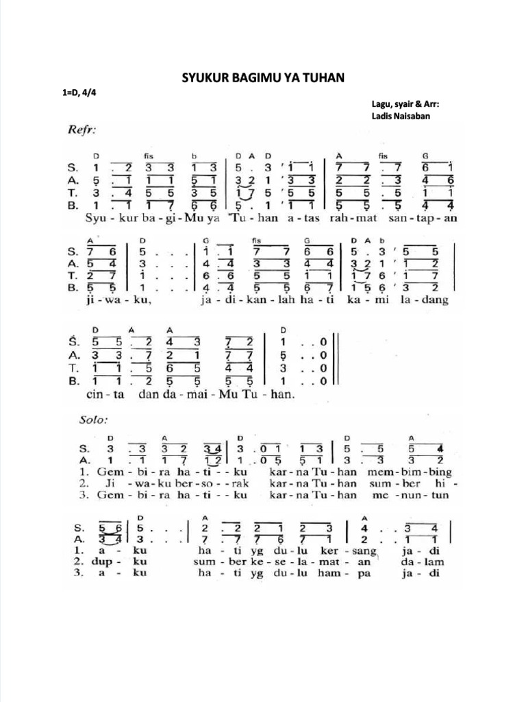 Lagu Syukur Bagimu | PDF