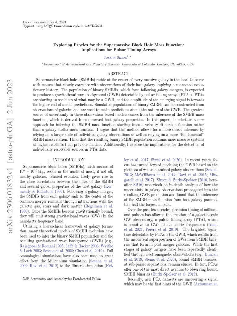 Joseph Simon: Draft Version June 6, 2023 Typeset Using L Tex Twocolumn ...