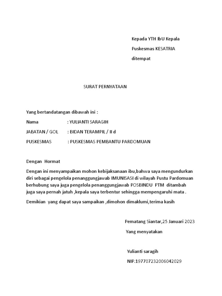 Surat Pernyataan PENOLAKAN | PDF