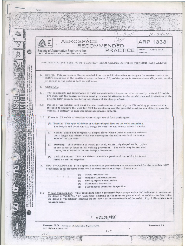 Arp 1333 | PDF | Nondestructive Testing | Welding