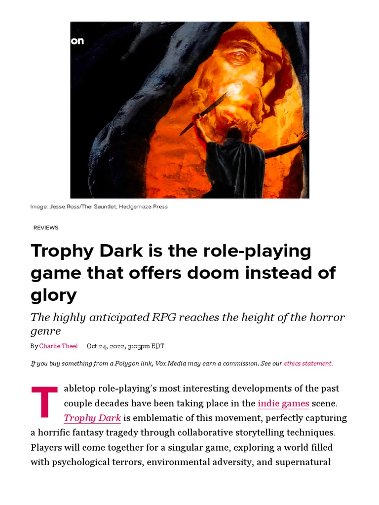 Trophy Dark Is The Role-Playing Game That Offers Doom Instead of Glory ...