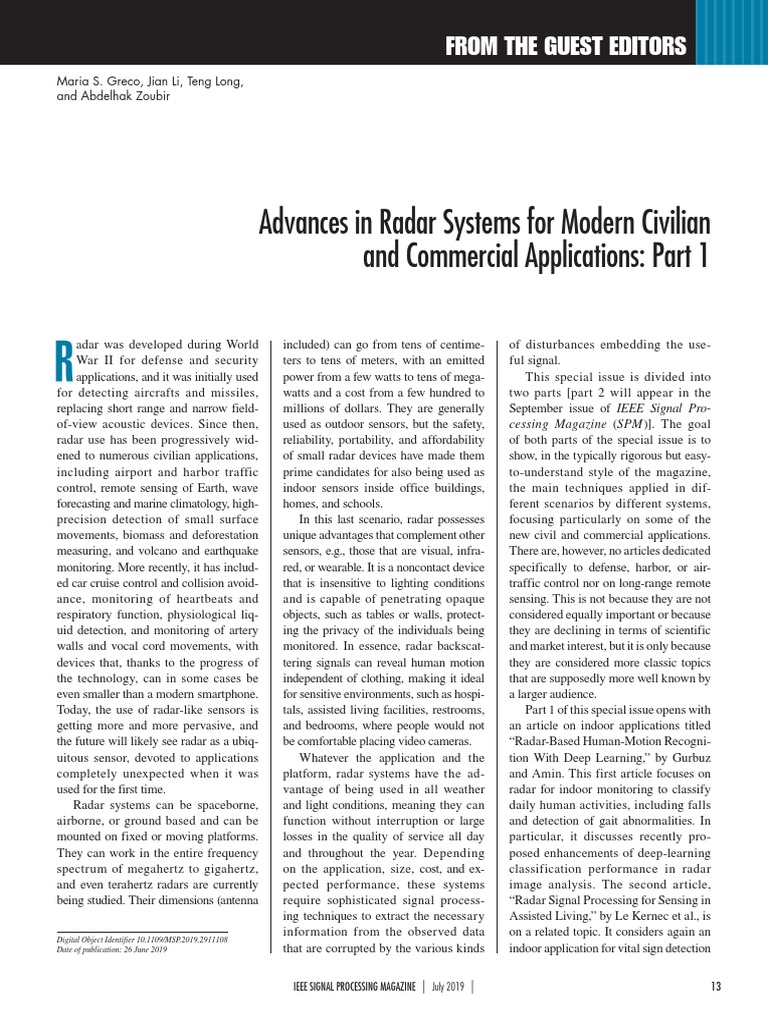 Advances in Radar Systems For Modern Civilian and Commercial ...
