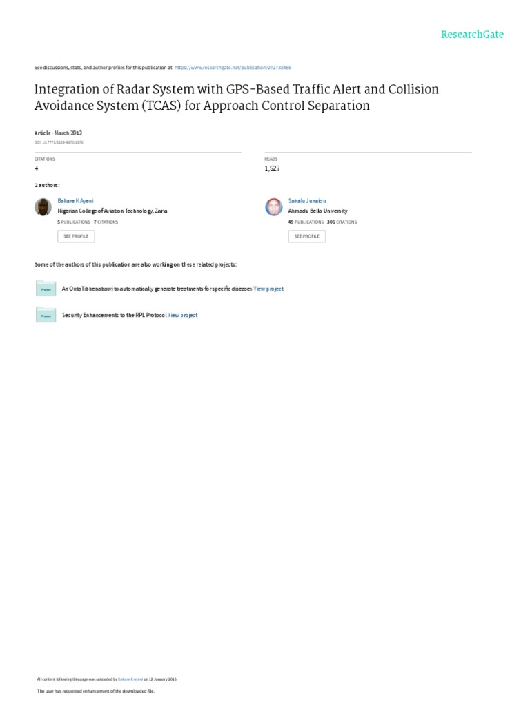 Integration of Radar System With GPS-Based Traffic | PDF | Air Traffic ...