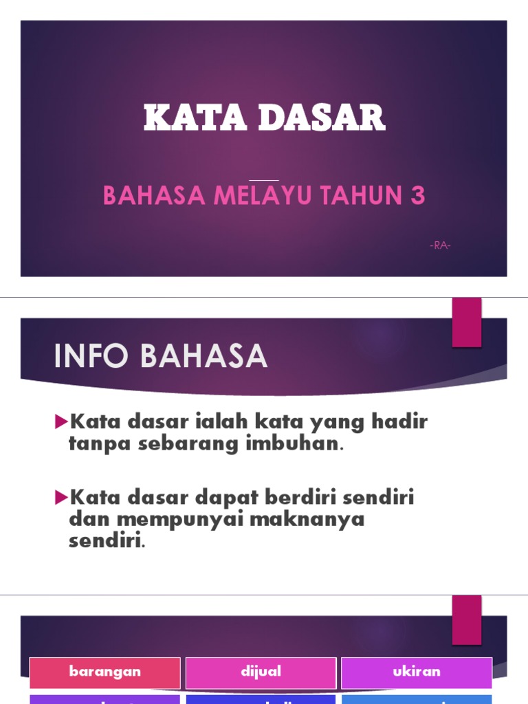 Bahasa Melayu Tahun 3 - Kata Dasar | PDF