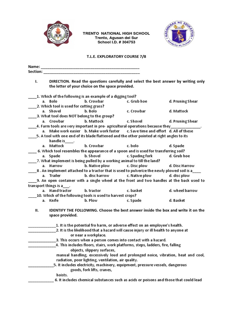 Summative Test | PDF | Occupational Safety And Health | Hazards