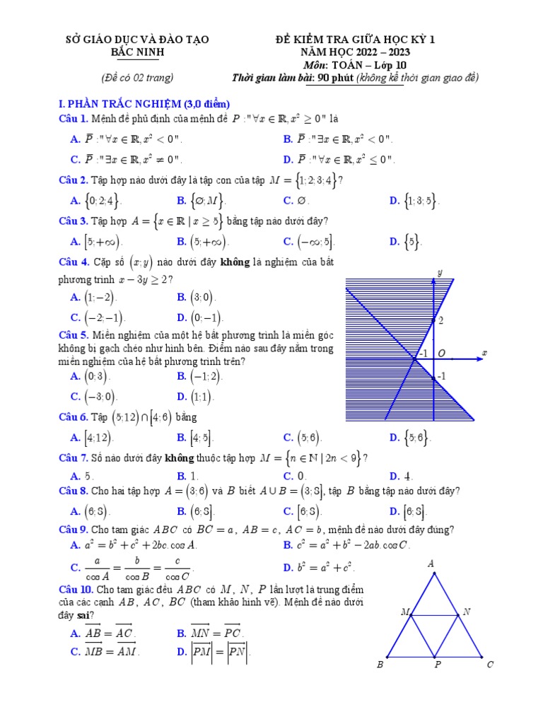 De Kiem Tra Giua Hoc Ky 1 Toan 10 Nam 2022 2023 So GDDT Bac Ninh | PDF