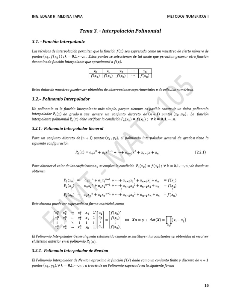 Mat 1105e Tema - 3 | PDF | Diferencia finita | Análisis numérico