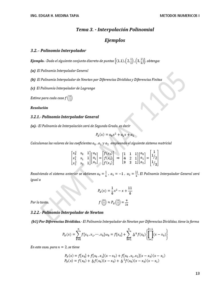Mat 1105e Tema - 3e | PDF | Análisis numérico | Diferencia finita