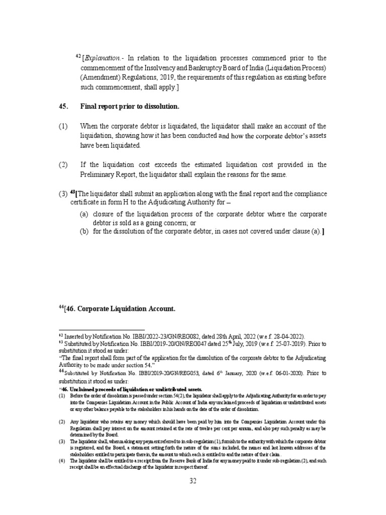 Liquidation Process Regulations Overview | PDF | Business | Law