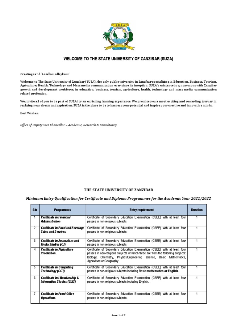 Entry Qualification Certificate and Diploma Programmes 1 | PDF