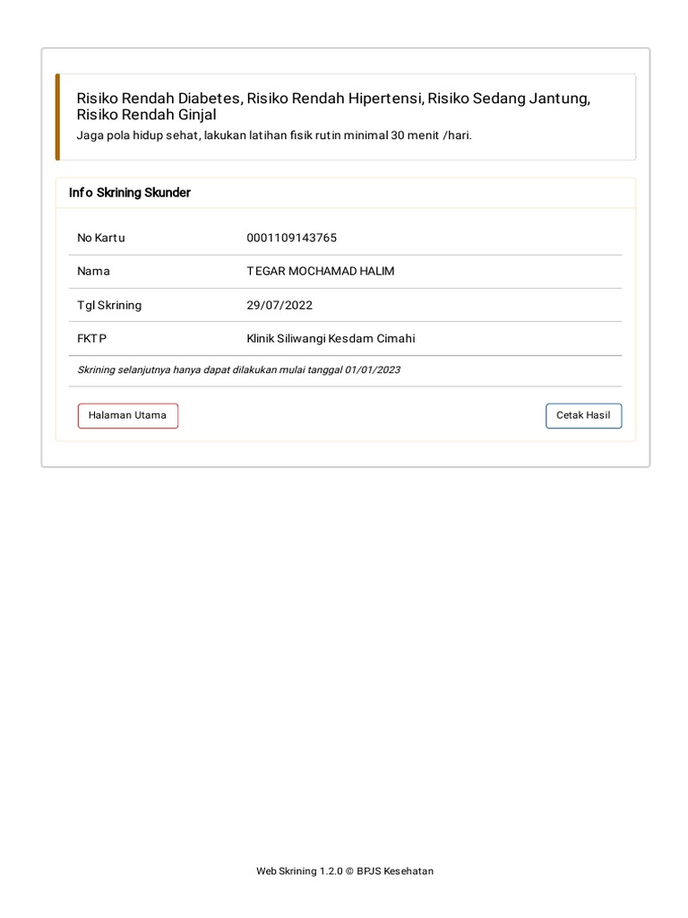 Web Skrining BPJS Kesehatan | PDF