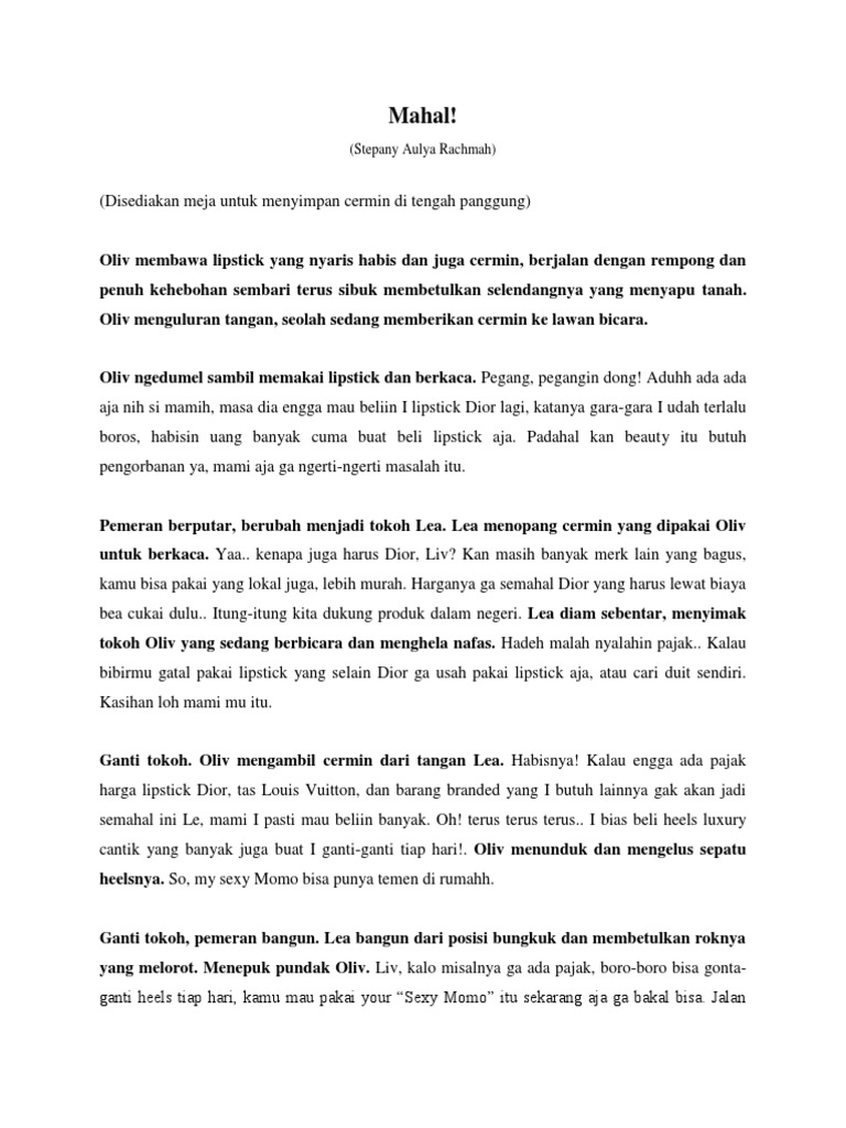 Monolog Lucu tentang Kecantikan dan Pajak | PDF | Perjalanan | Seni ...